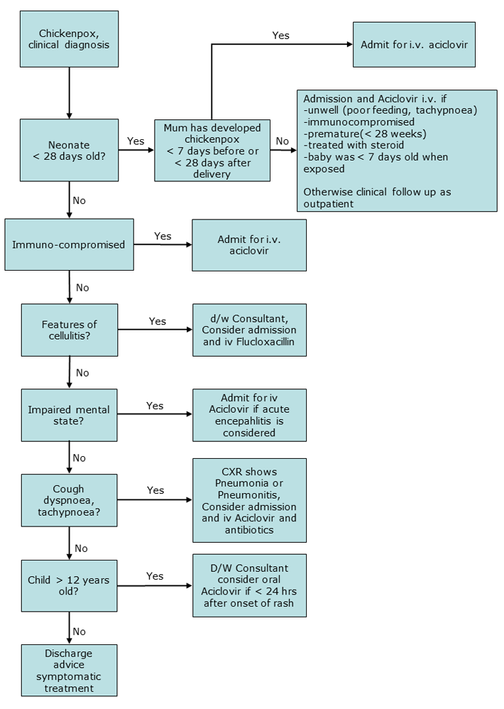 Clinical Practice Guidelines : Chickenpox clinical diagnosis flowchart Clinical Practice Guidelines : Chickenpox clinical diagnosis flowchart